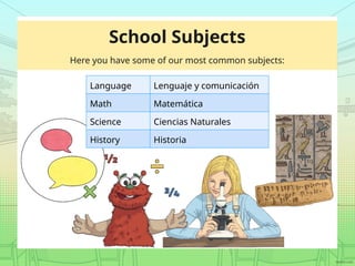4° school subjects vocabuñary practice english | PPTX
