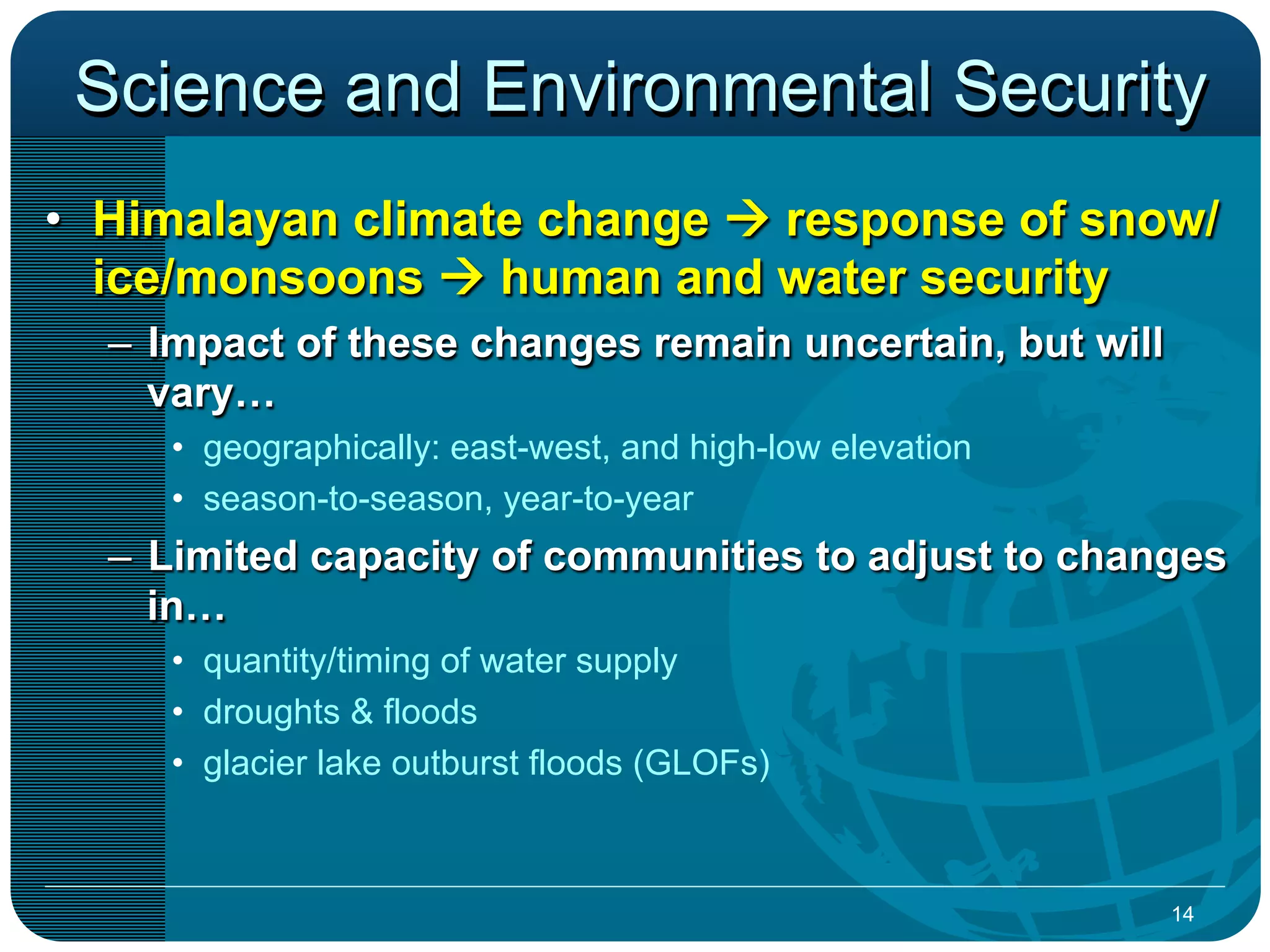 Role of Science in Global Climate Change Policy, Environmental Security ...