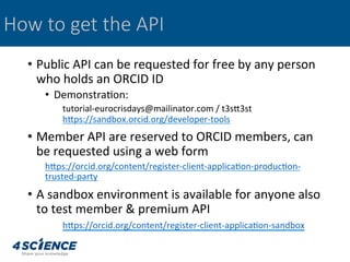 4Science presentes: ORCiD API Tutorial | PDF