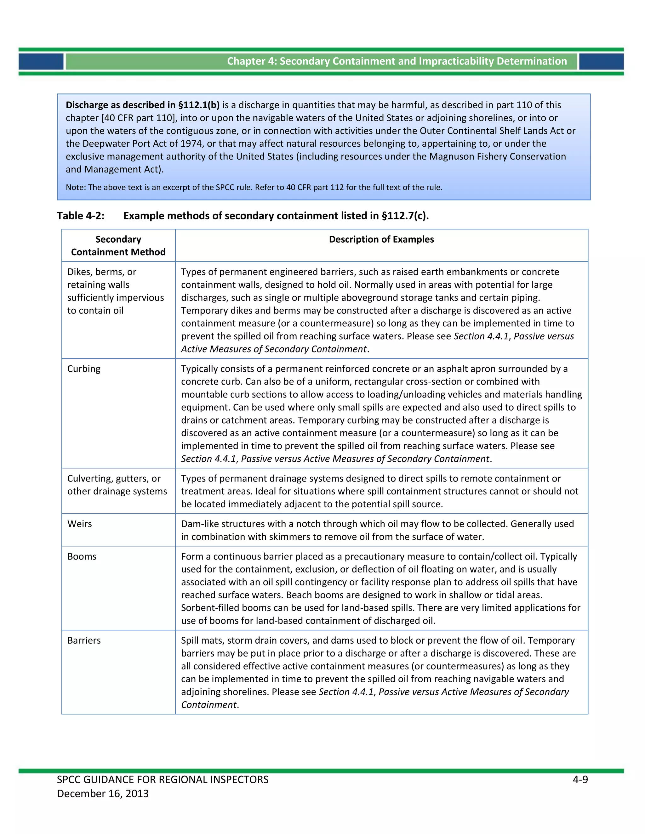 4 secondarycontainment impracticability_2014 | PDF