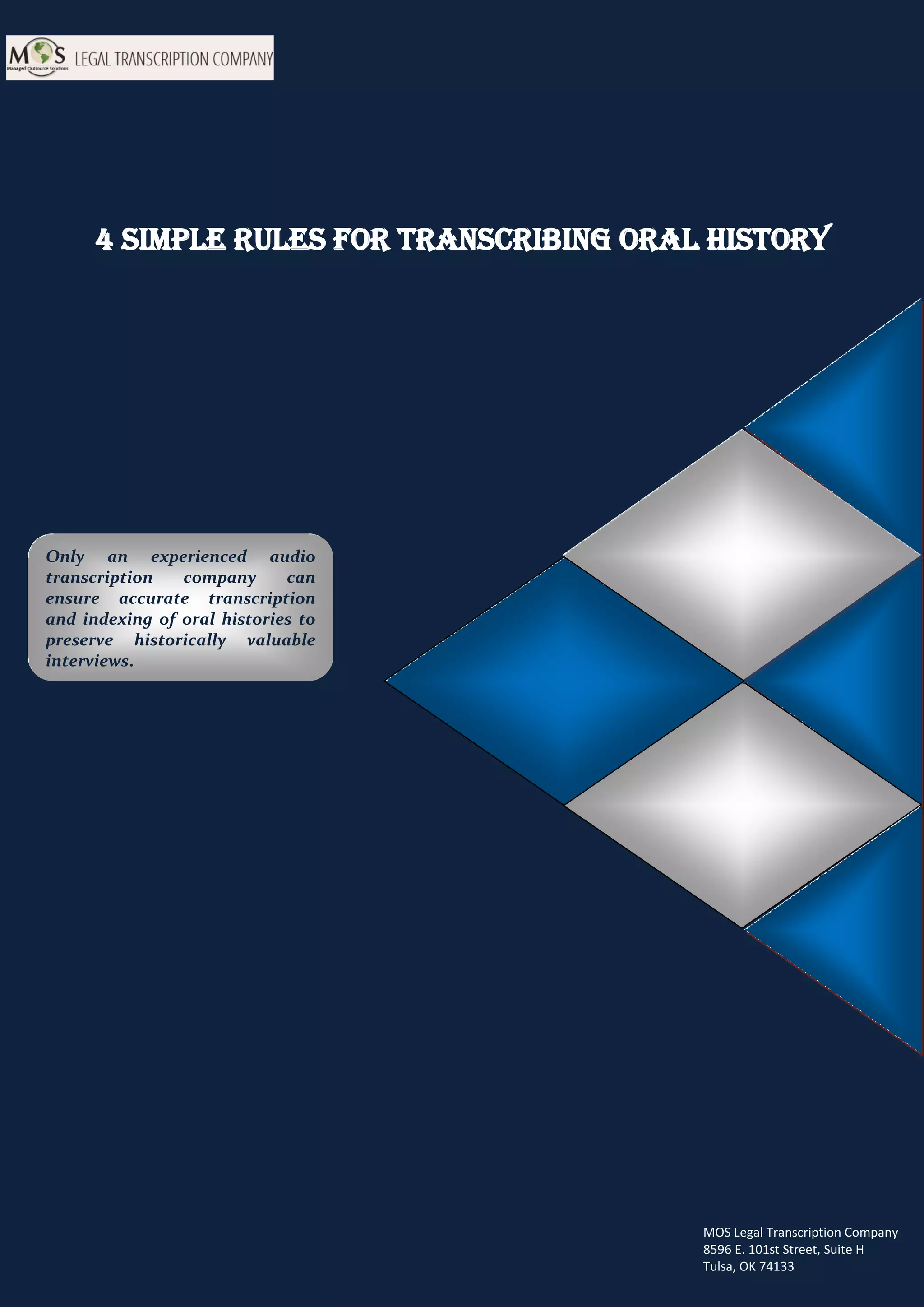 4 simple rules for transcribing oral history | PDF