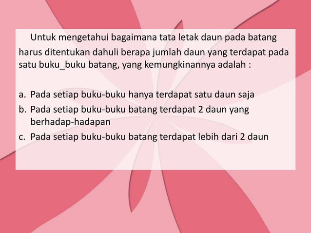 PPT Morfologi Tumbuhan - Tata Letak, Rumus, dan Diagram Daun | PPTX