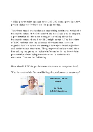 4 slide power point speaker notes 200-250 words per slide APA pl | PDF