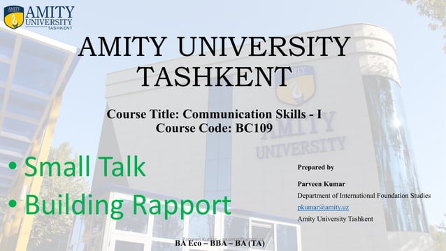 Small Talk and Building Rapport | PDF
