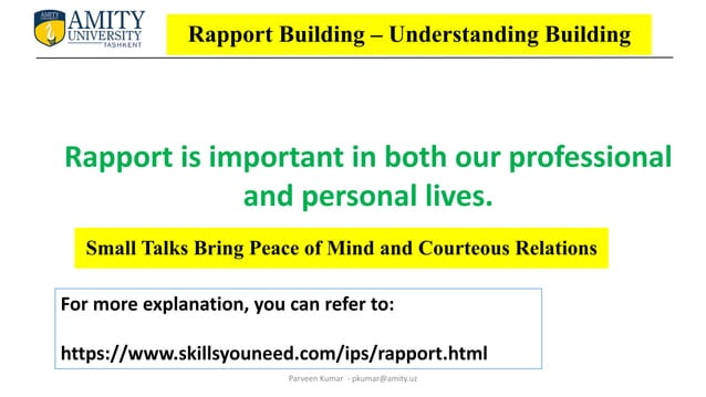 Small Talk and Building Rapport | PDF