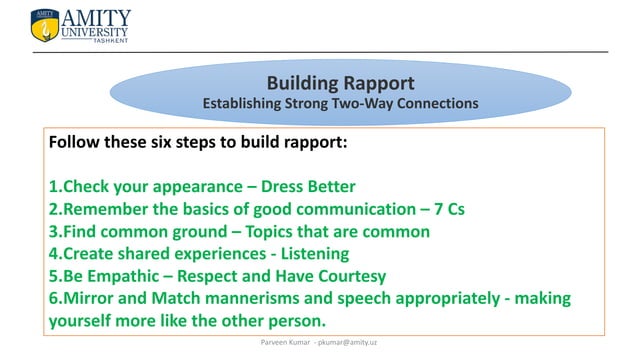 Small Talk and Building Rapport | PDF