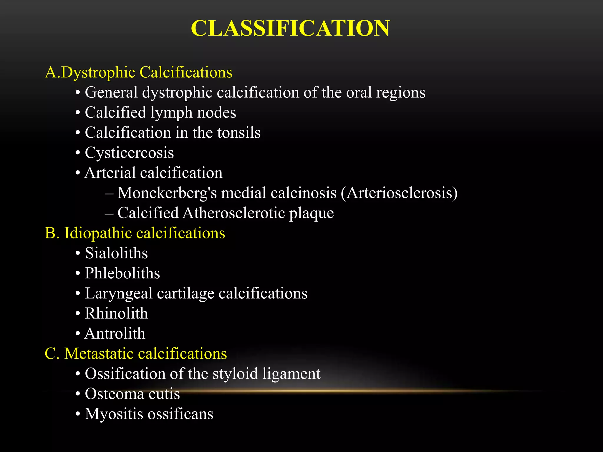 Soft tissue calcifications of the oral cavity | PPTX