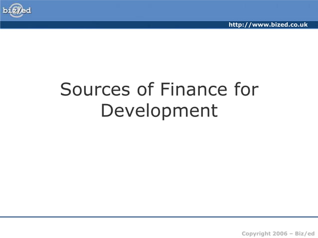 Unit 4: Sources of finance for development | PPTX | Non-Profit Organizations | Industries