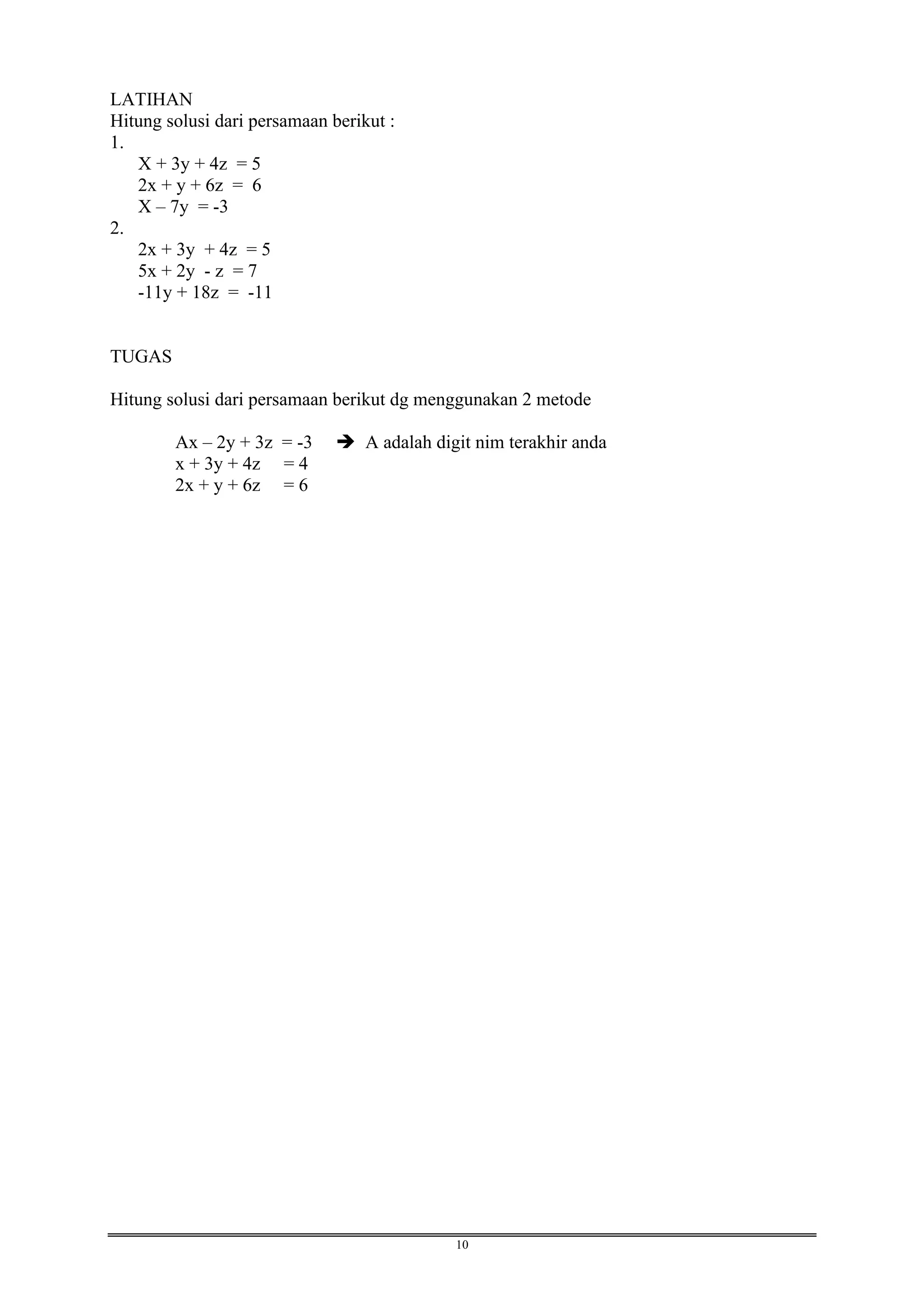 Sistem Persamaan Linear | PDF