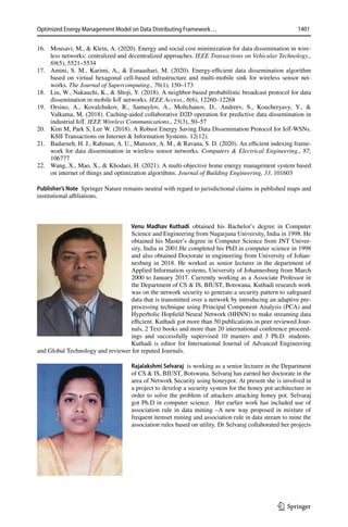 Optimized Energy Management Model on Data Distributing Framework of Wireless Sensor Network in ...