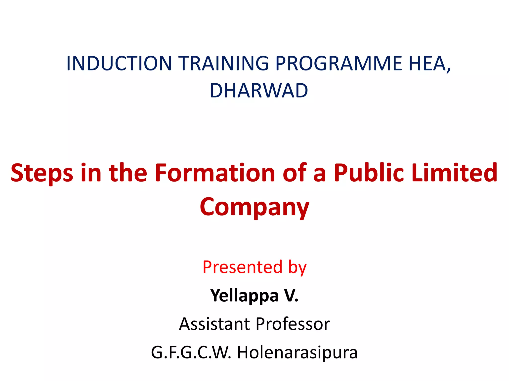 Steps in the Formation of a Public Limited Company | PPT