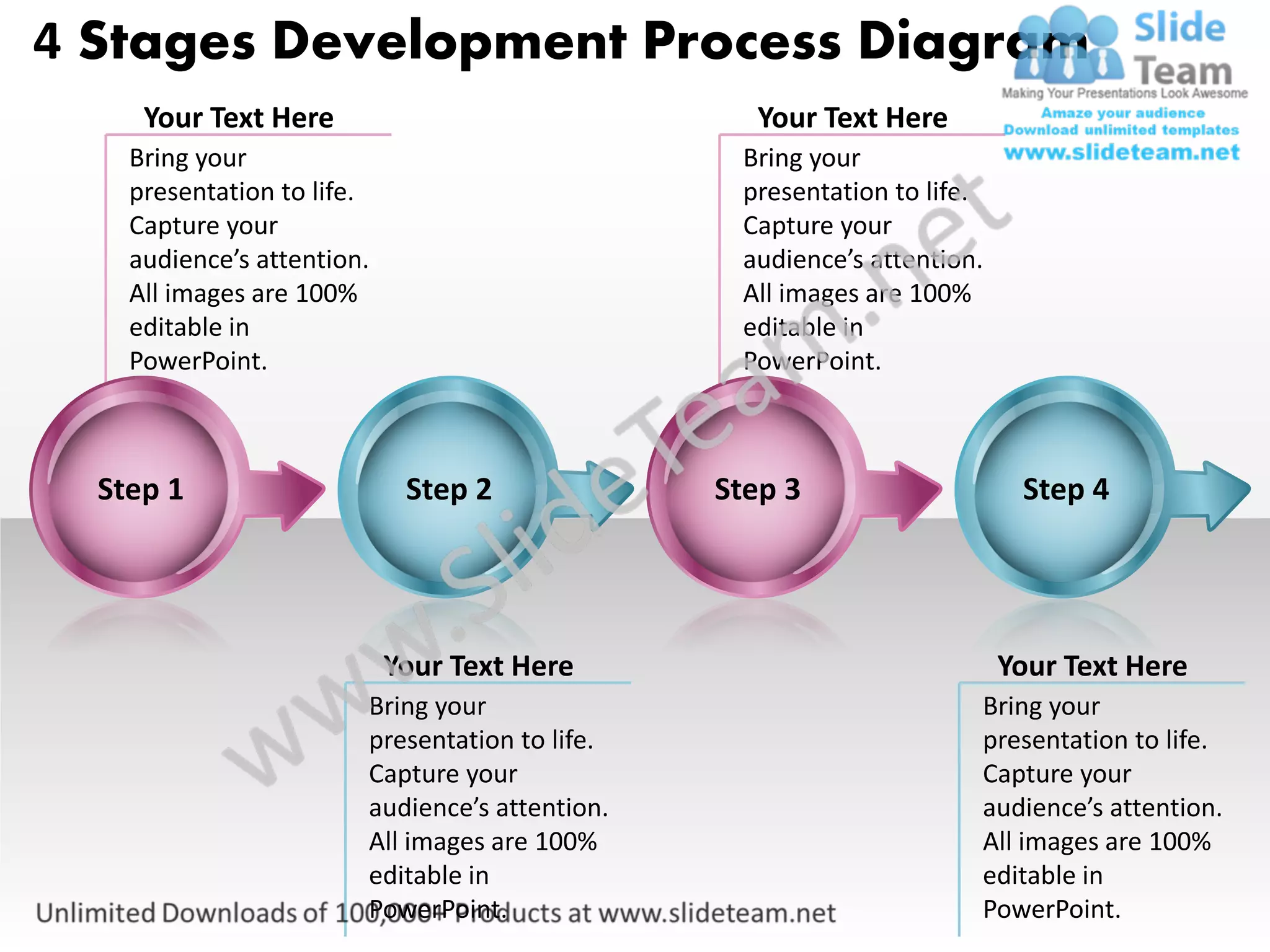 4 stages development process diagram flowchart free power point ...