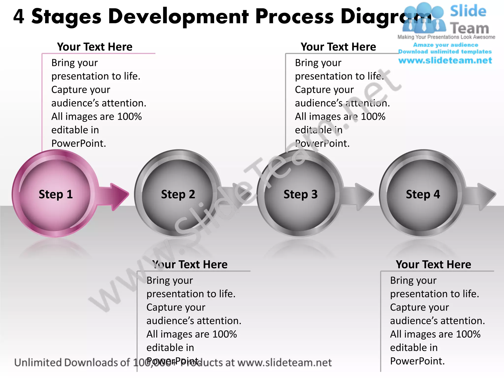 4 stages development process diagram flowchart free power point ...