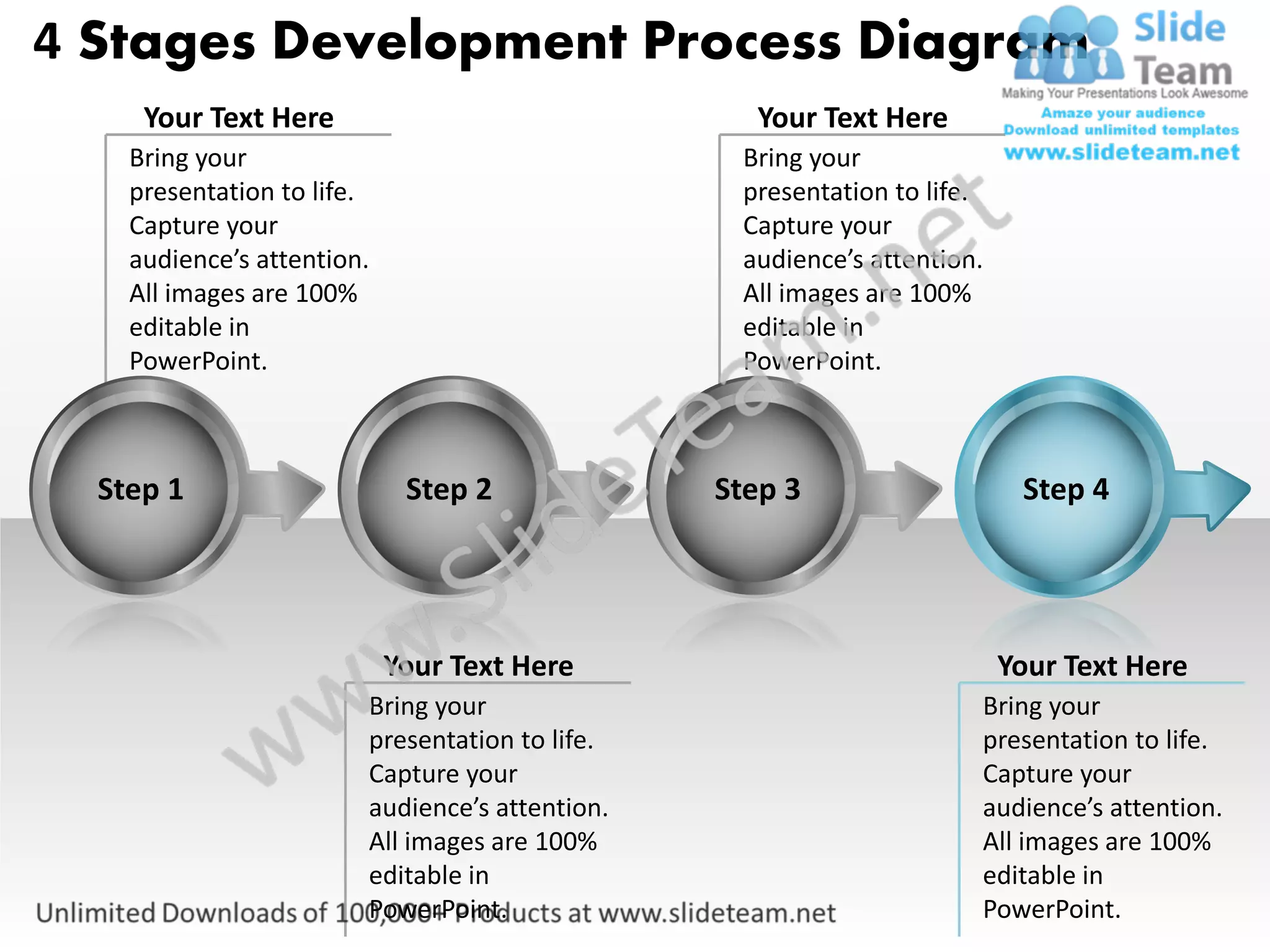 4 stages development process diagram flowchart free power point ...
