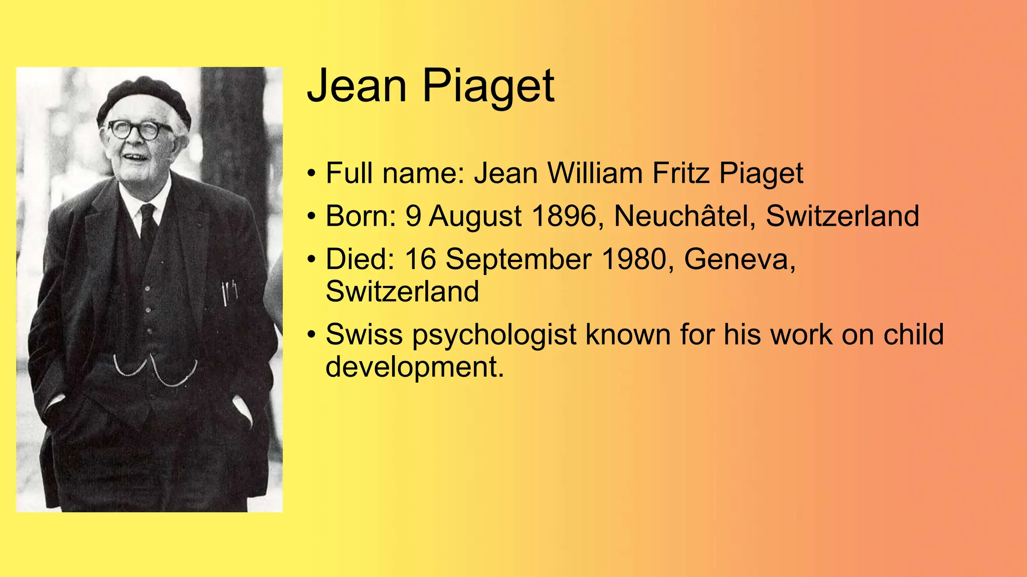 4 Stages of Cognitive Development by Jean Piaget | PPTX