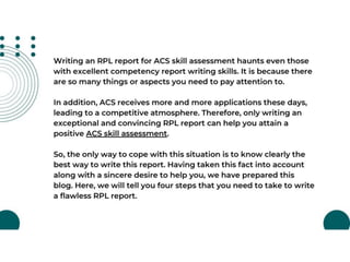 4 Step Process To Write An RPL Report For ACS Skill Assessment | PPT