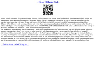 4 Styles Of Humor Style | PPT