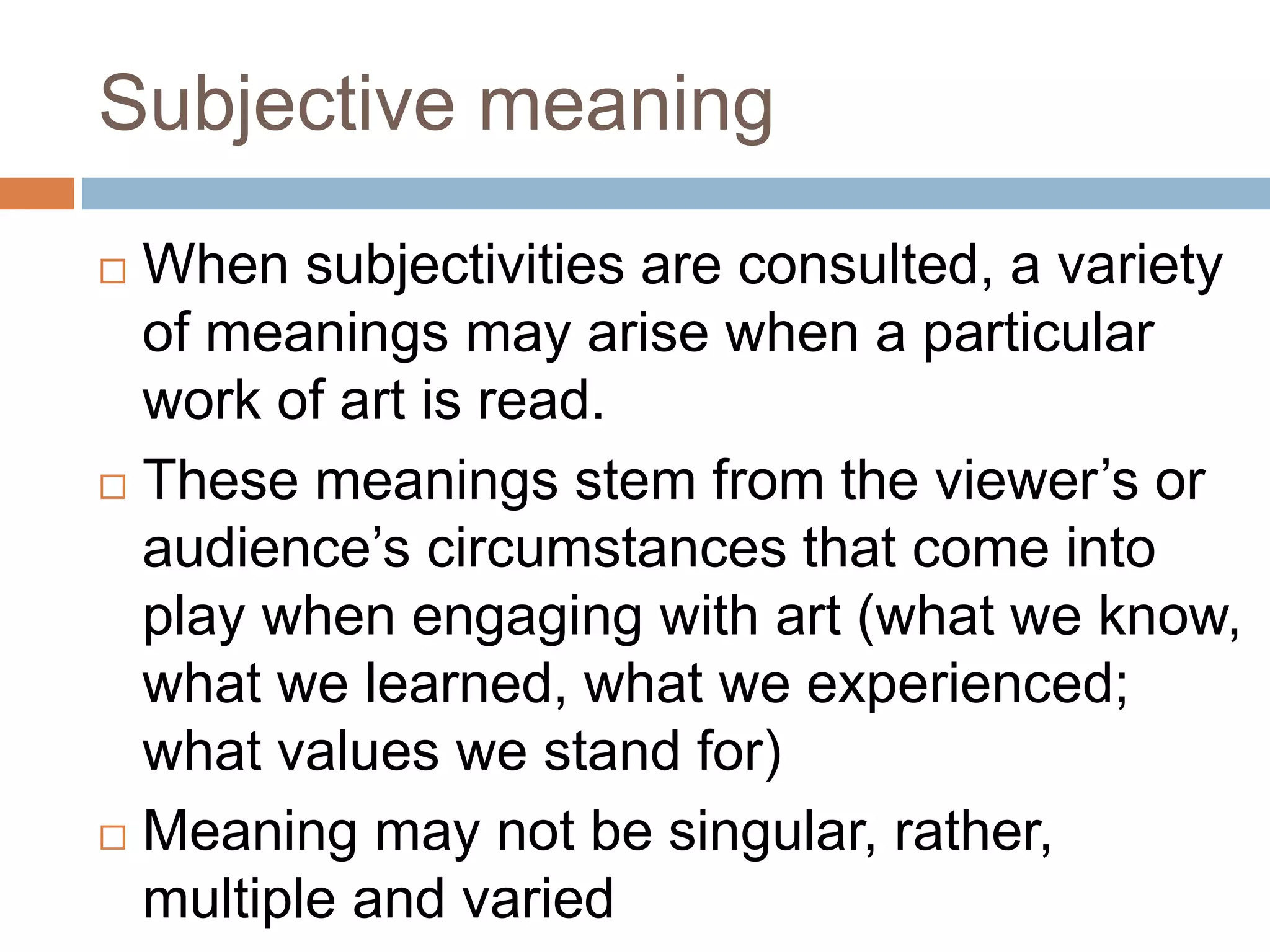 Subject and Content of Arts | PPTX