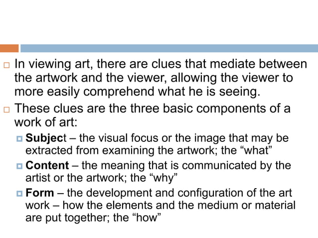Subject and Content of Arts | PPTX