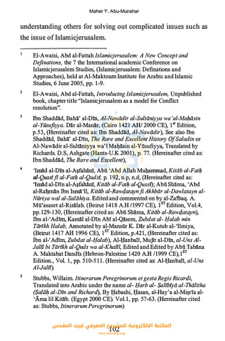 The Position of Islamicjerusalem in the Negotiations between Sultan Salah al-Din and King ...