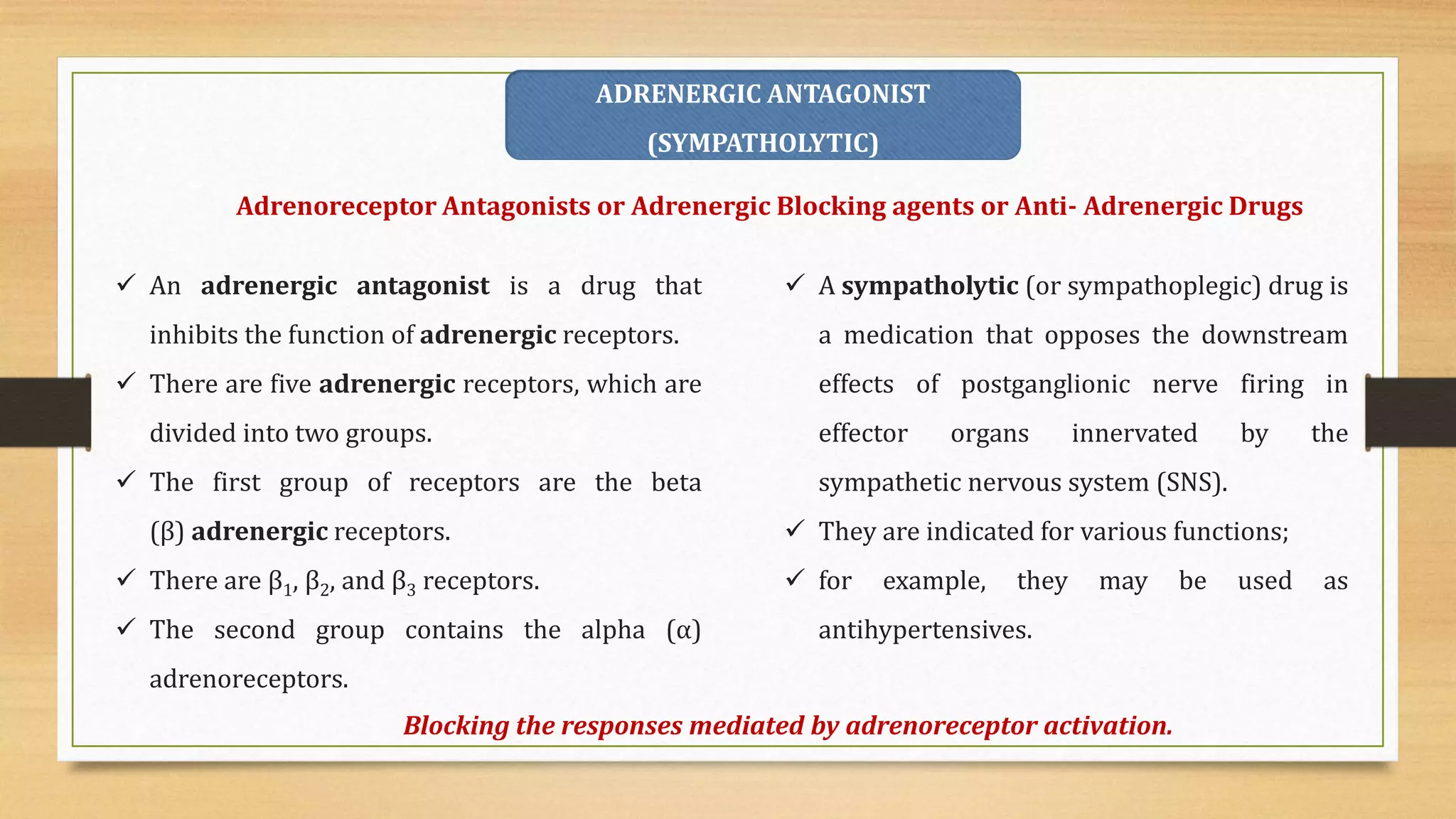 UNIT II SYMPATHOLYTIC AGENTS | PPTX