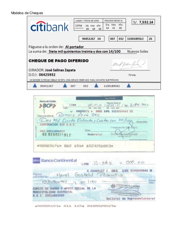 Modelo De Cheque Del Banco De Credito - tipos de prestamos finanzas