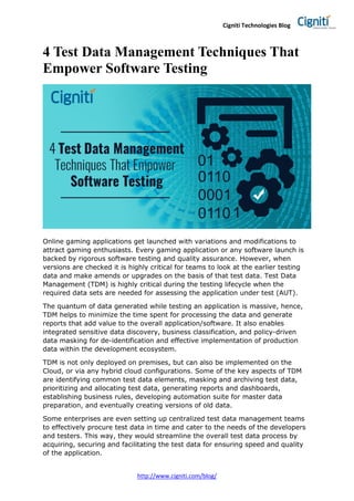 4 Test Data Management Techniques That Empower Software Testing | PDF