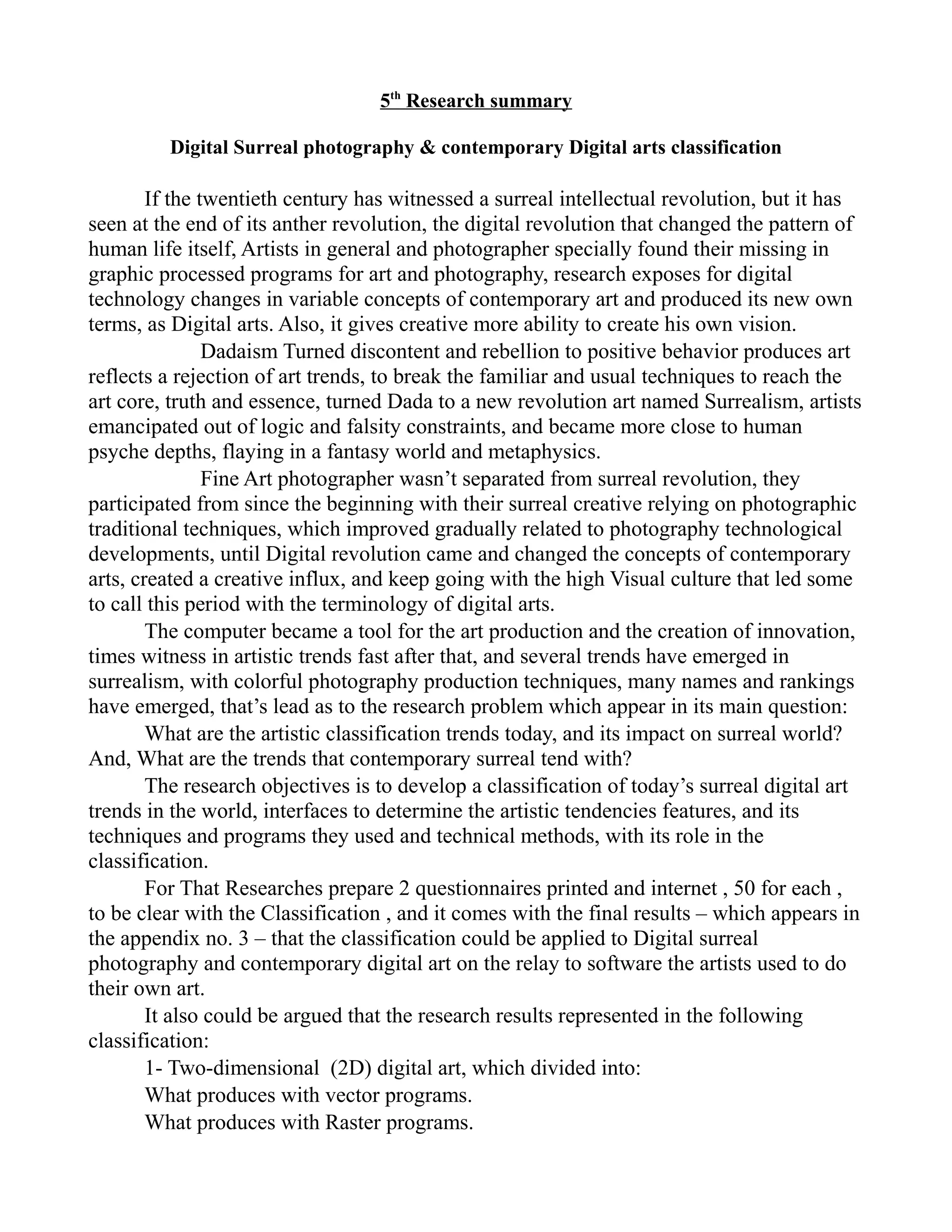 Digital Surreal photography & contemporary Digital arts classification | DOC