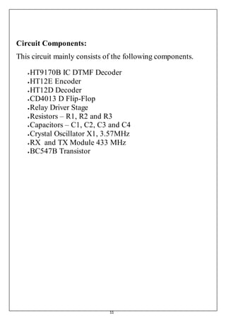 Cell Phone Controlled Home Automation System using DTMF Technology | PDF