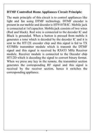 Cell Phone Controlled Home Automation System using DTMF Technology | PDF