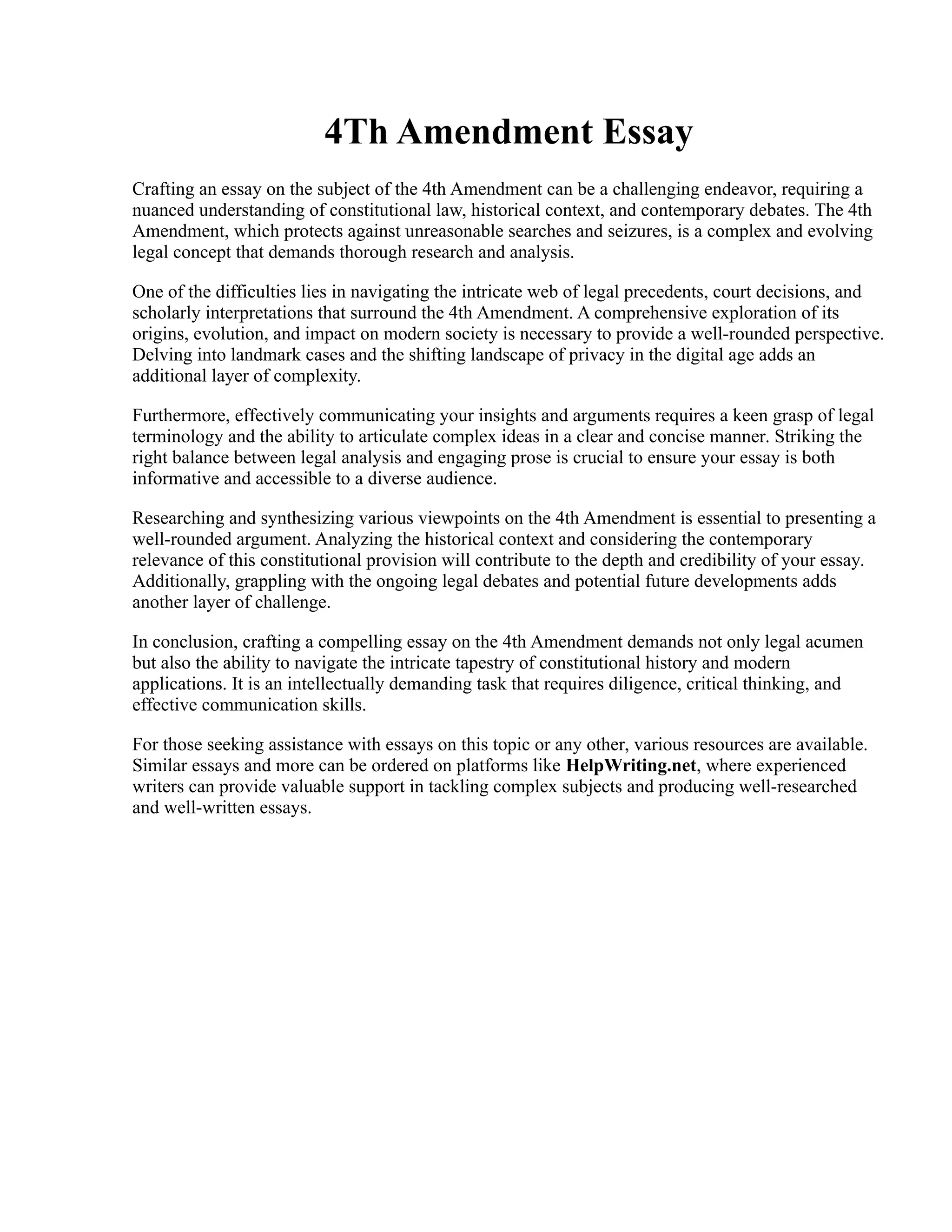 4Th Amendment Essay | PDF