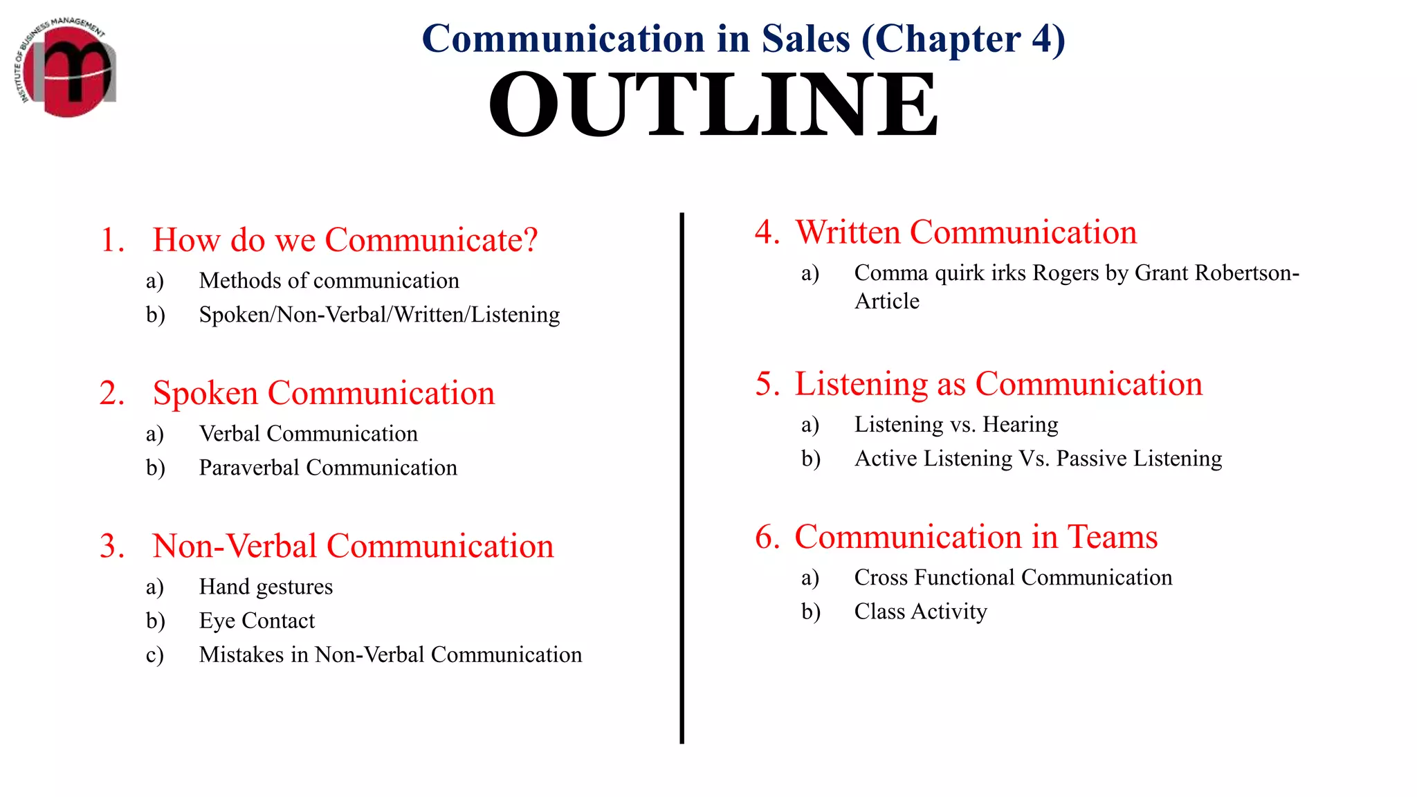 Communication in Sales | PPTX