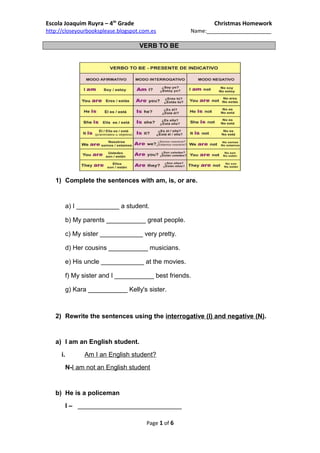 Christmas Homework | PDF