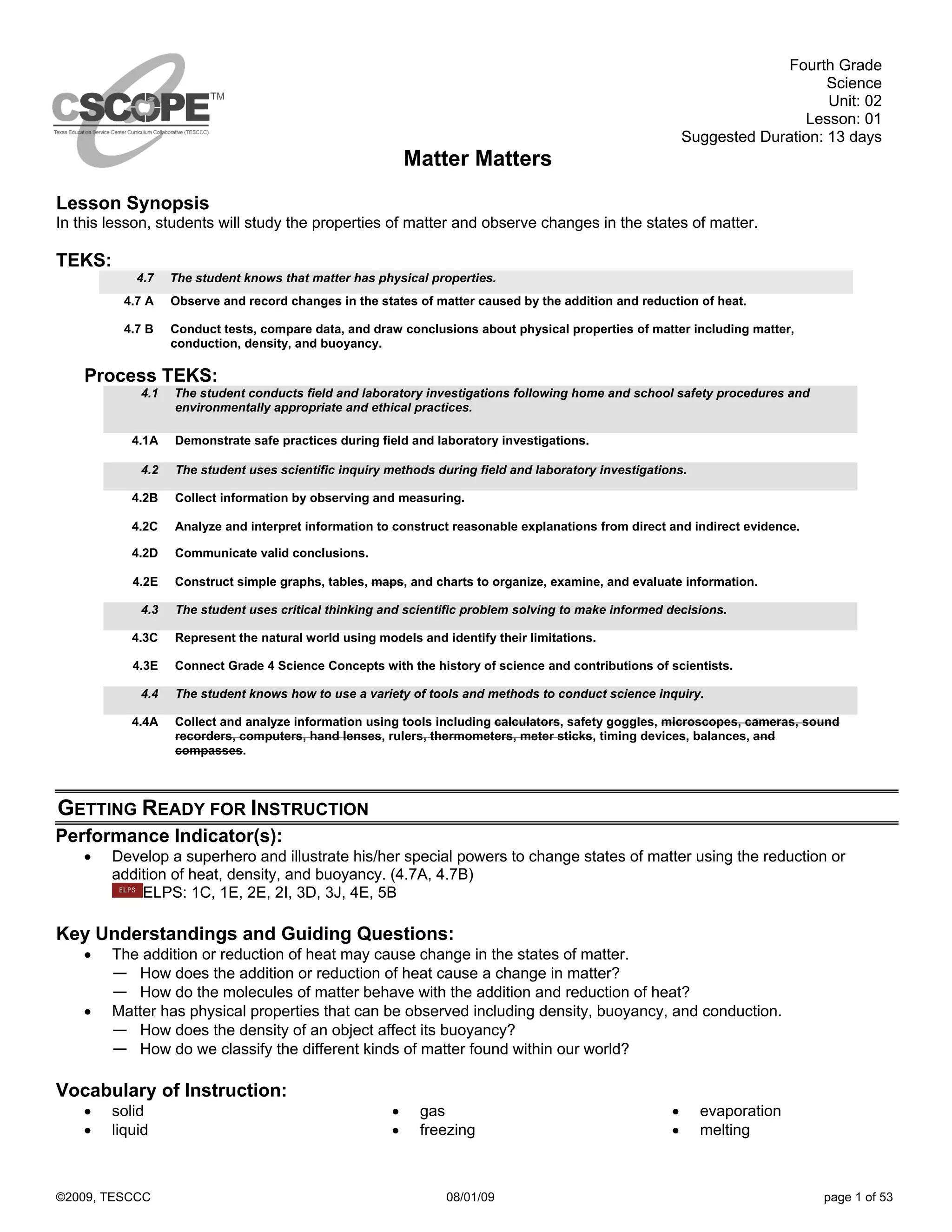 4th cscope sci_matter_matters | PDF