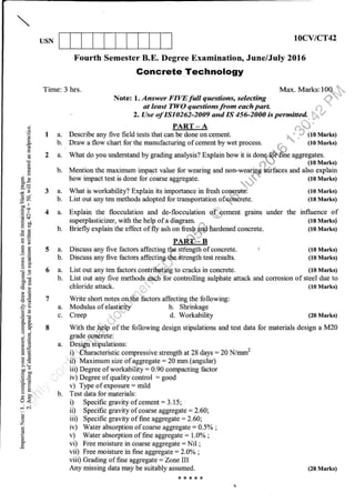 4th semester VTU BE CV question papers June 2016 | PDF