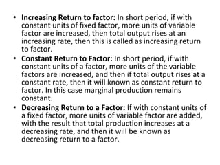 Theory of production. It consists of theories of Productions which are ...