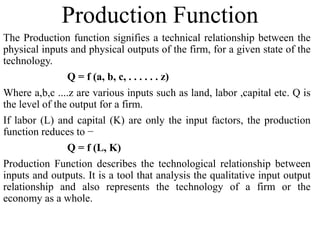 Theory of production, theory of production | PDF