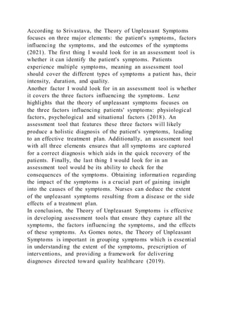 4Theory of Unpleasant SymptomsNameInstitutio | DOCX | Business ...