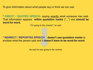 4th eso reported speech | PPT
