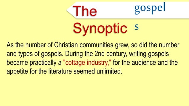 The Synoptic Gospels | PPTX | Christianity | Religion & Spirituality