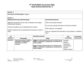 Fourth Grade Math Curriculum
