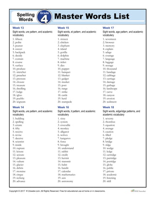 4th Grade Spelling Words