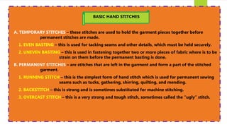 TLE 8 BASIC HAND STITCHES | PPTX