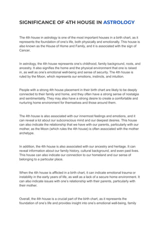 4TH HOUSE IN ASTROLOGY | PDF