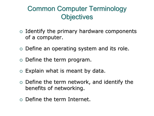 common computer terminology | PPTX | Computer Networking | Computing