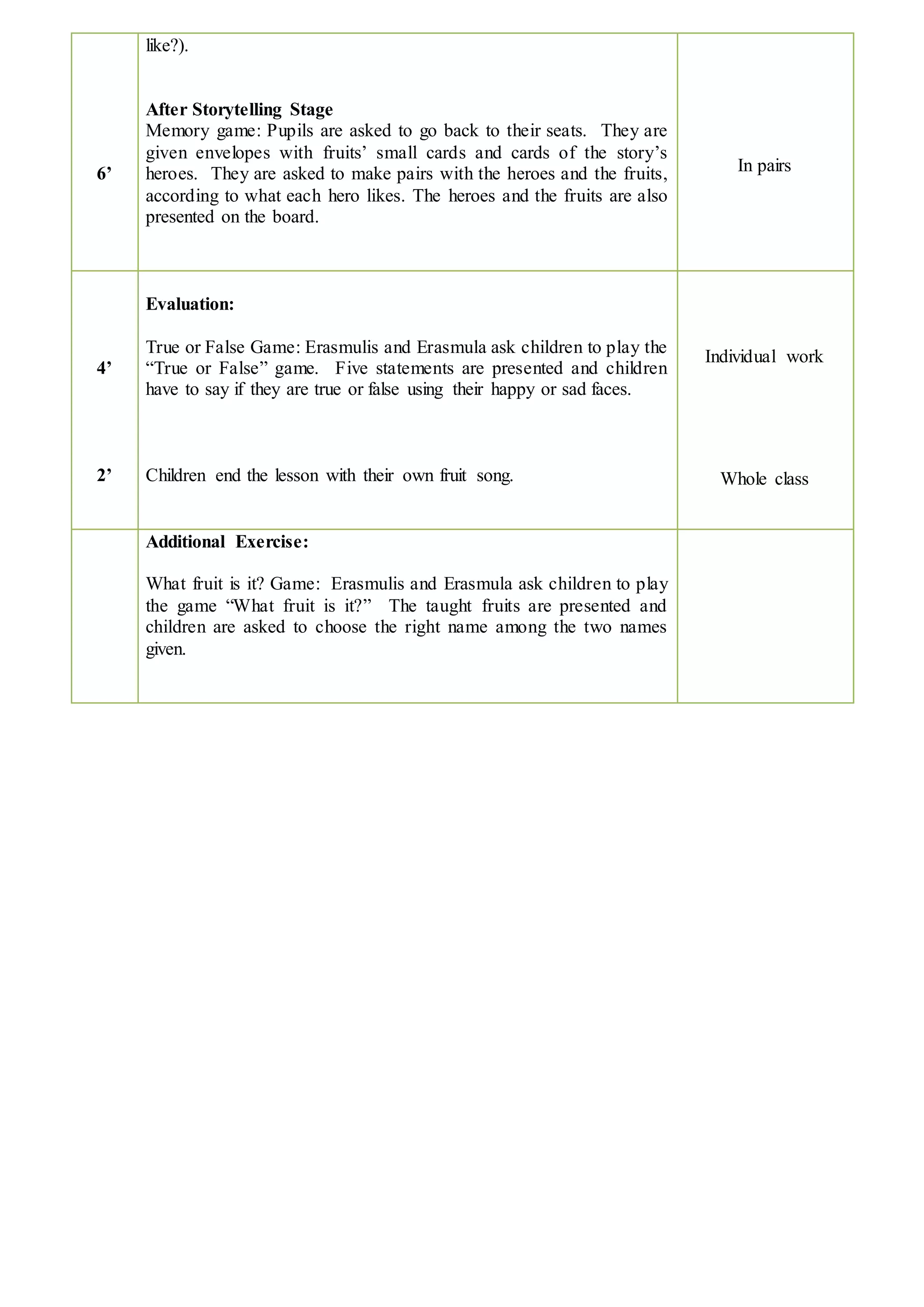 4th lesson plan fruits niki papaeftsthiou | PDF