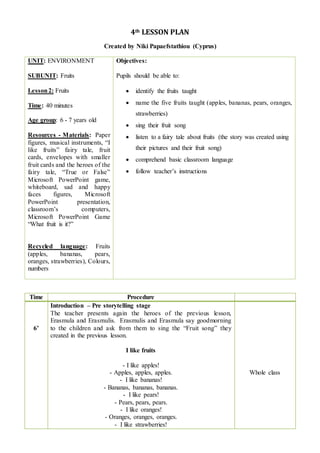 4th lesson plan fruits niki papaeftsthiou | PDF