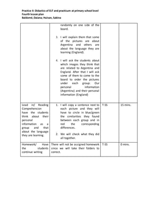 4th lesson plan personal information | PDF