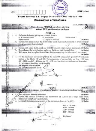 4th Semester Mechanical Engineering (Dec-2015; Jan-2016) Question Papers | PDF
