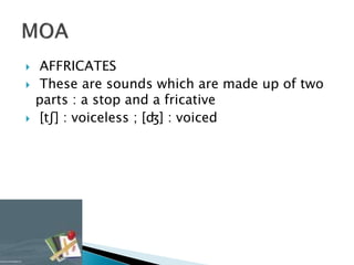 Manner of Articulation - Phonology | PPTX